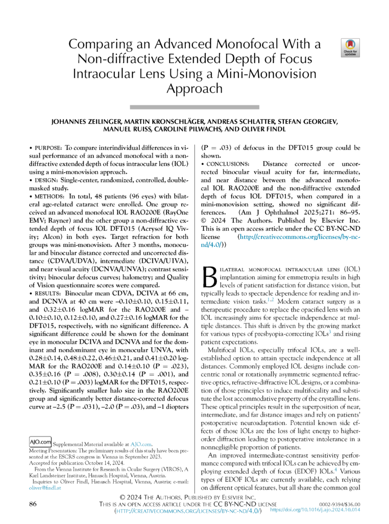Comparing an Advanced Monofocal With a Non-diffractive Extended Depth ...